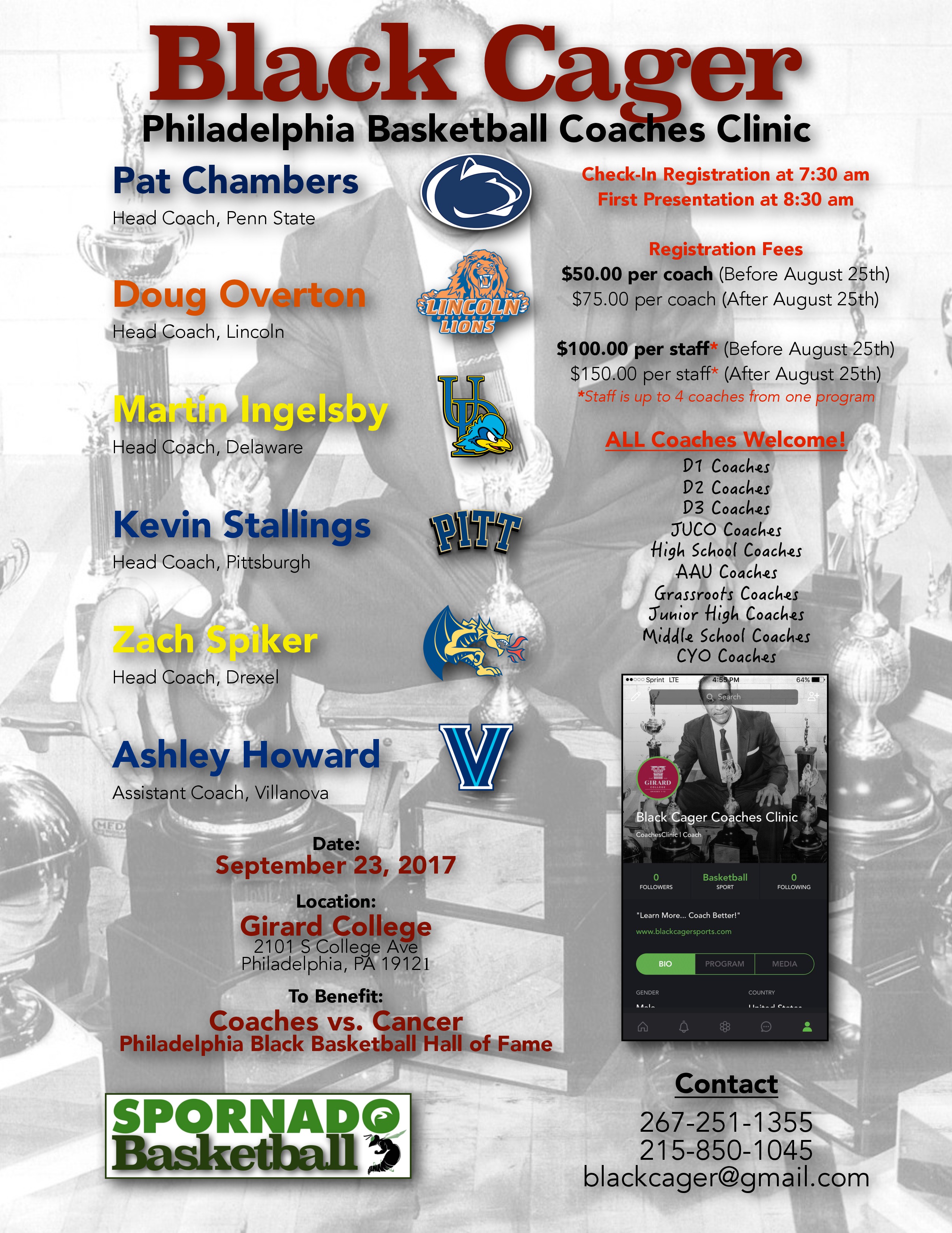Black Cager Philadelphia Basketball Coaches Clinic: September 23, 2017 ...